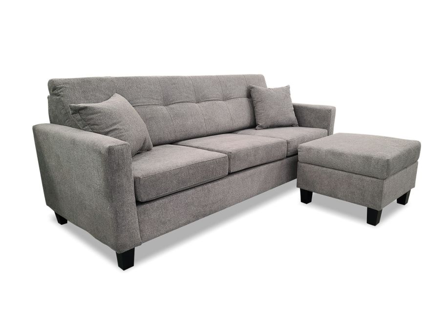 Grey 2PC Sofa & Ottoman