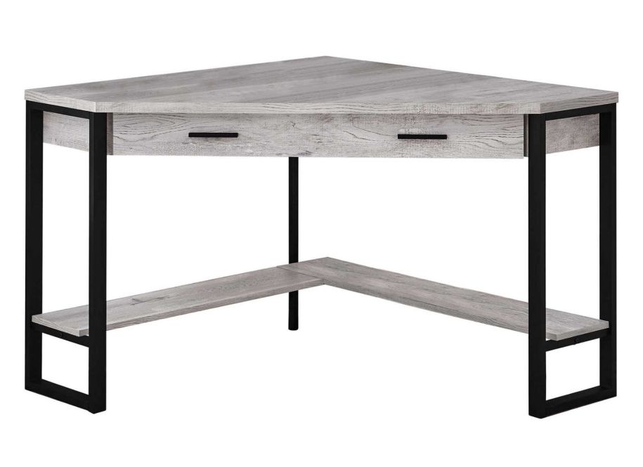 Grey& Black Metal Corner Computer Desk